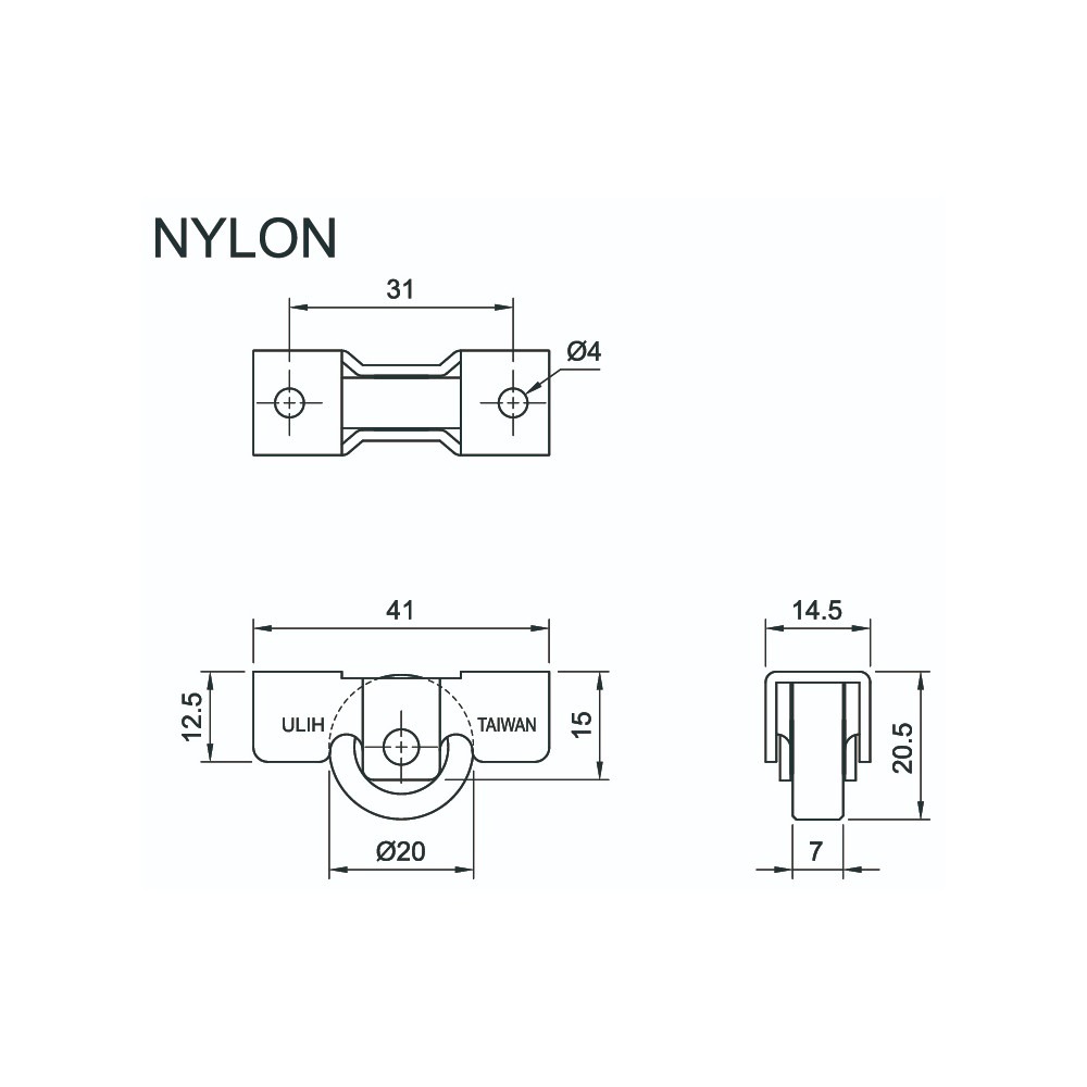 315 窗用20mm輪 WINDOW ROLLER - 鉦曜實業股份有限公司 ULIH TIDE ENTERPRISE CO., LTD.