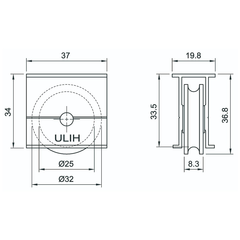 321 ALUMINIUM HOUSING 32mm Nylon Wheel for Aluminum Door & Window ...